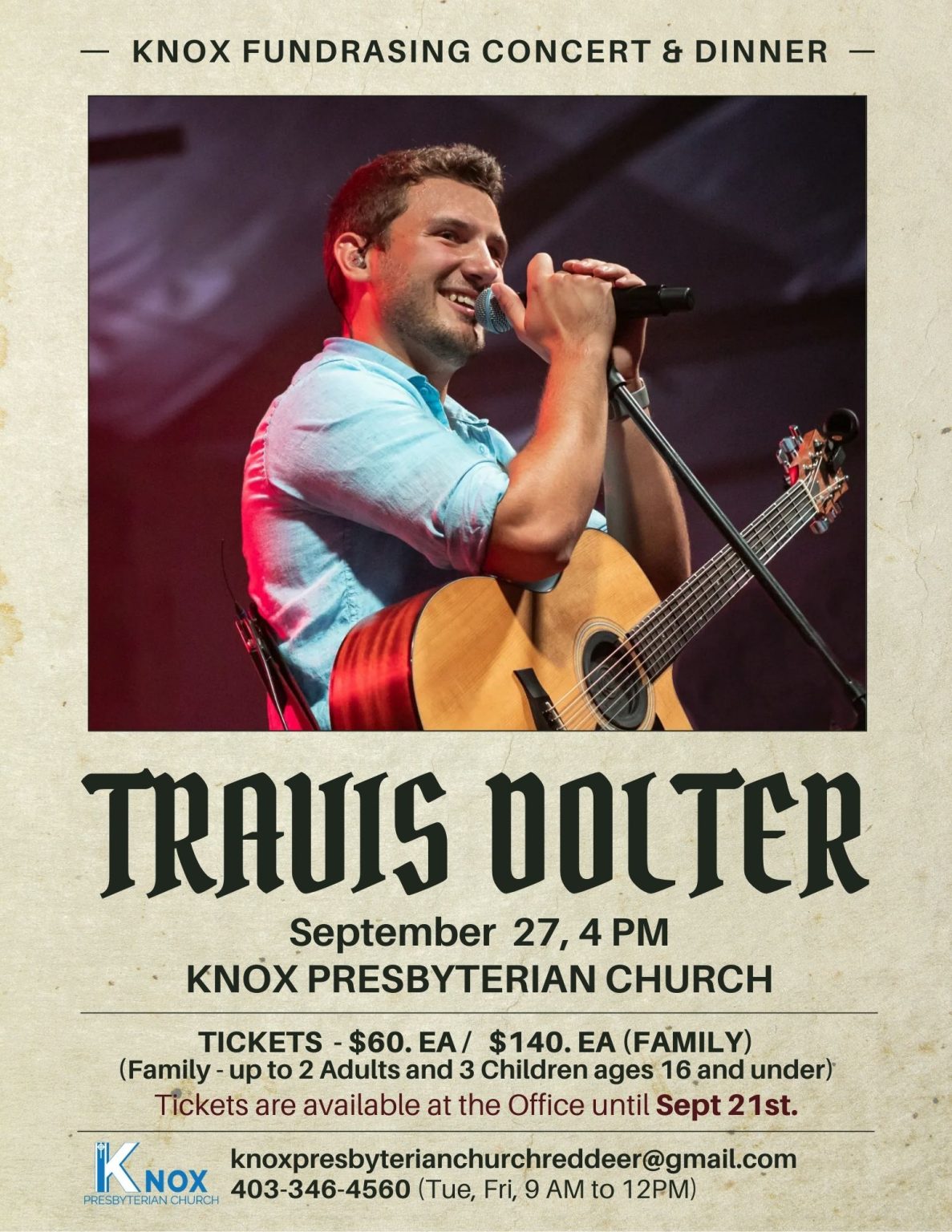 Knox Fundraising Concert & Dinner – Travis Dolter – Knox Presbyterian ...